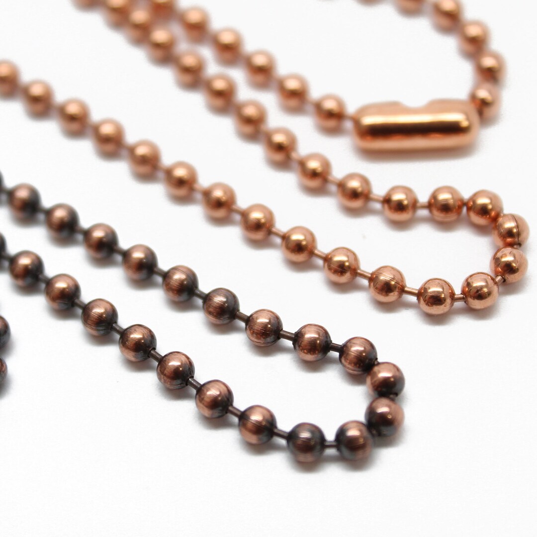 3mm Copper Bead Ball Chain Jewelry Customizable Lengths for Bracelets ...