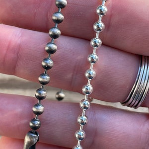 4mm Sterling Silver Bead Ball Chain Bracelet or Necklace, Oxidized or ...
