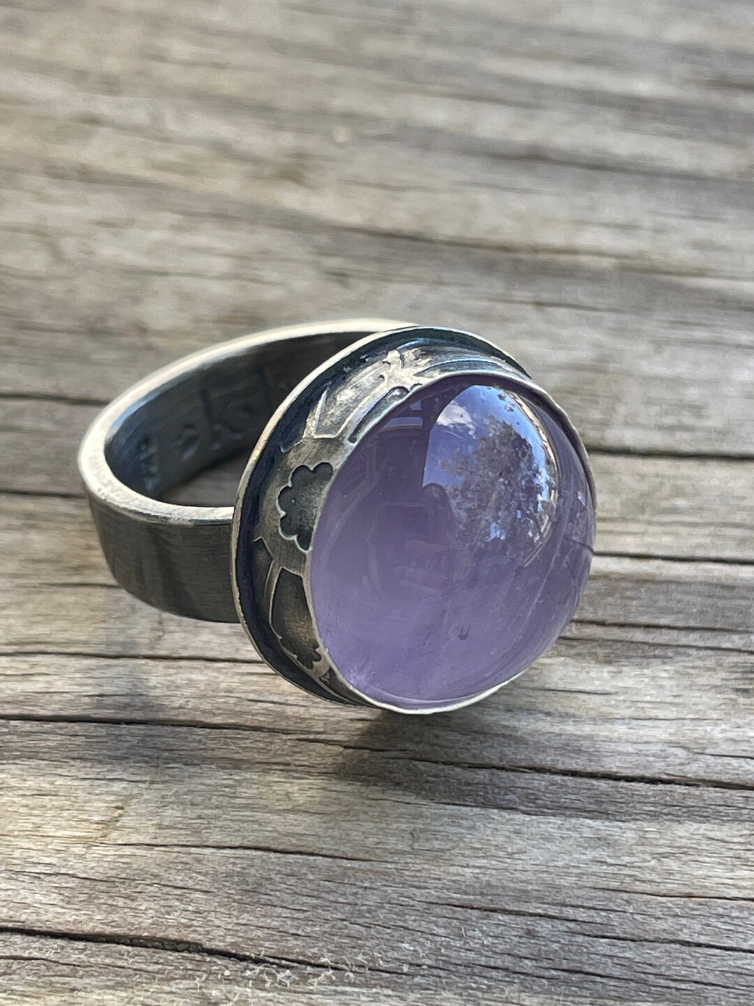 Purple Amethyst Crystal Ball Ring in Sterling Silver Size 7.5 US ...