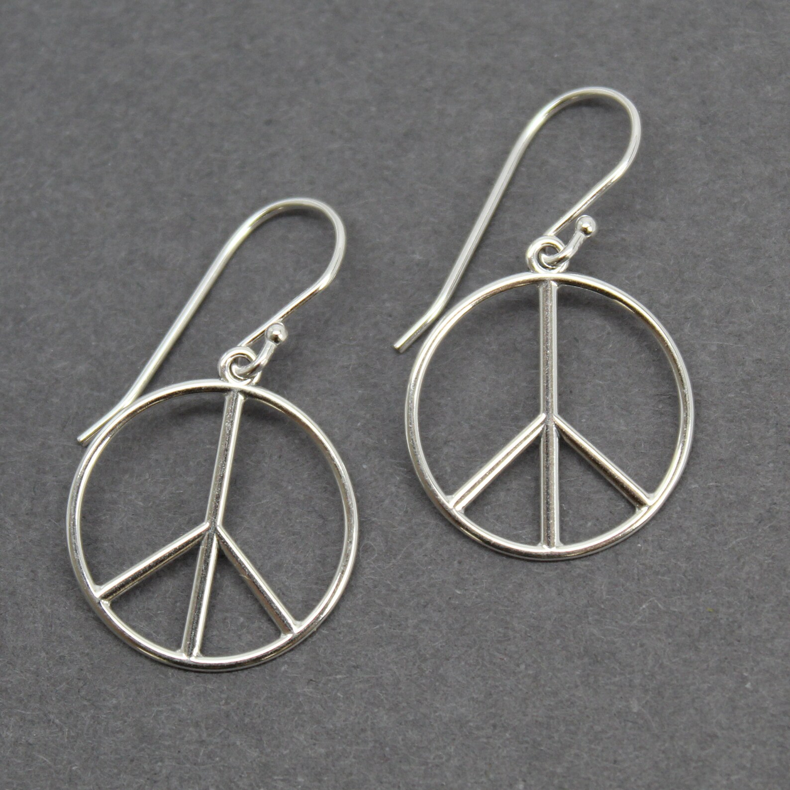 Sterling Silver Peace Sign Dangle Earrings, Artisan Made - Etsy