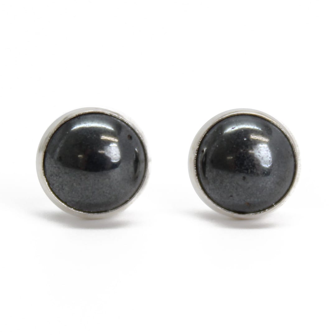 6mm Genuine Untreated Hematite Stud Earrings in Sterling Silver or ...