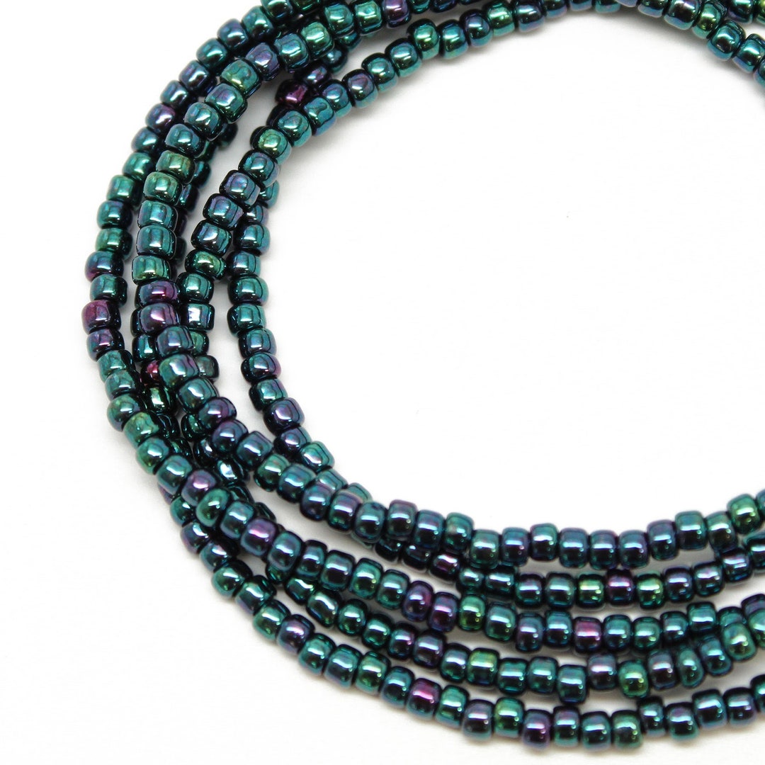 Metallic Blue Purple Iris Seed Bead Necklace, Thin 2mm Single Strand - Etsy