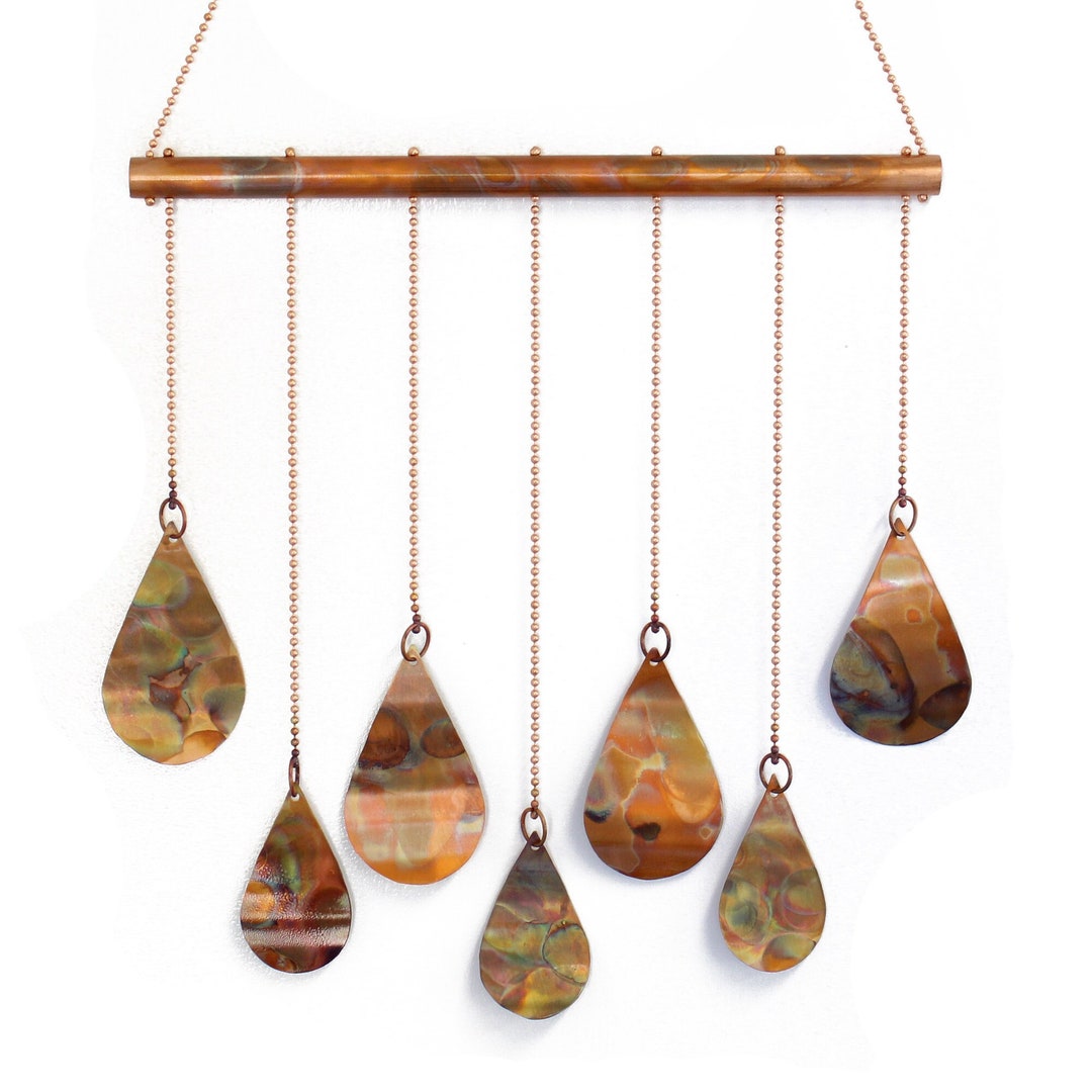 Copper Teardrop Wind Chime, Copper Mobile, Hanging Mobile, Copper Art ...
