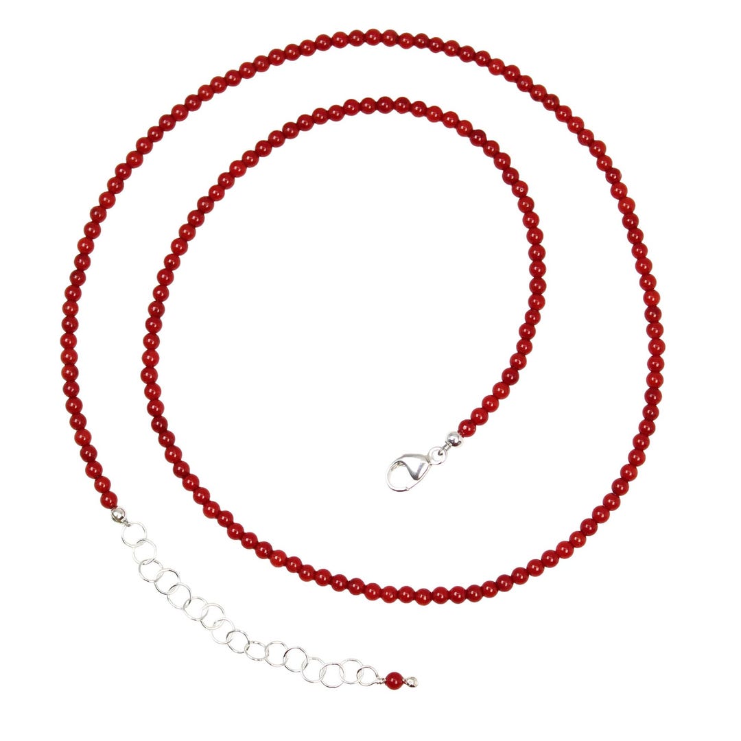 Red Coral Choker, Tiny Gemstone Necklace, Sterling Silver Clasp - Etsy