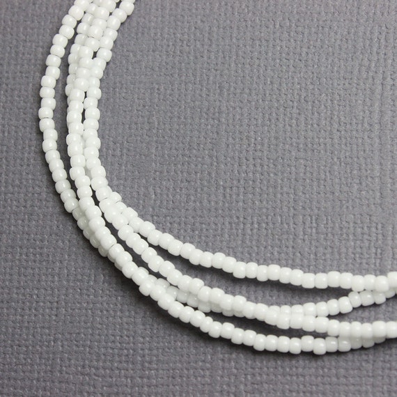 White Seed Bead Necklace Thin 1.5mm Single Strand - Etsy