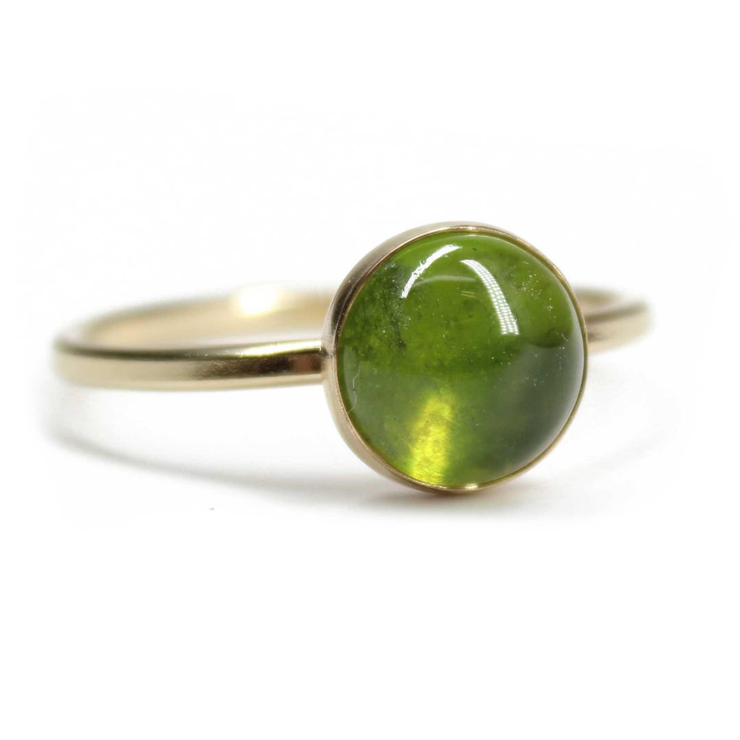 8mm Vesuvianite Ring in Yellow Gold Fill, Size 8 US, Green Idocrase ...