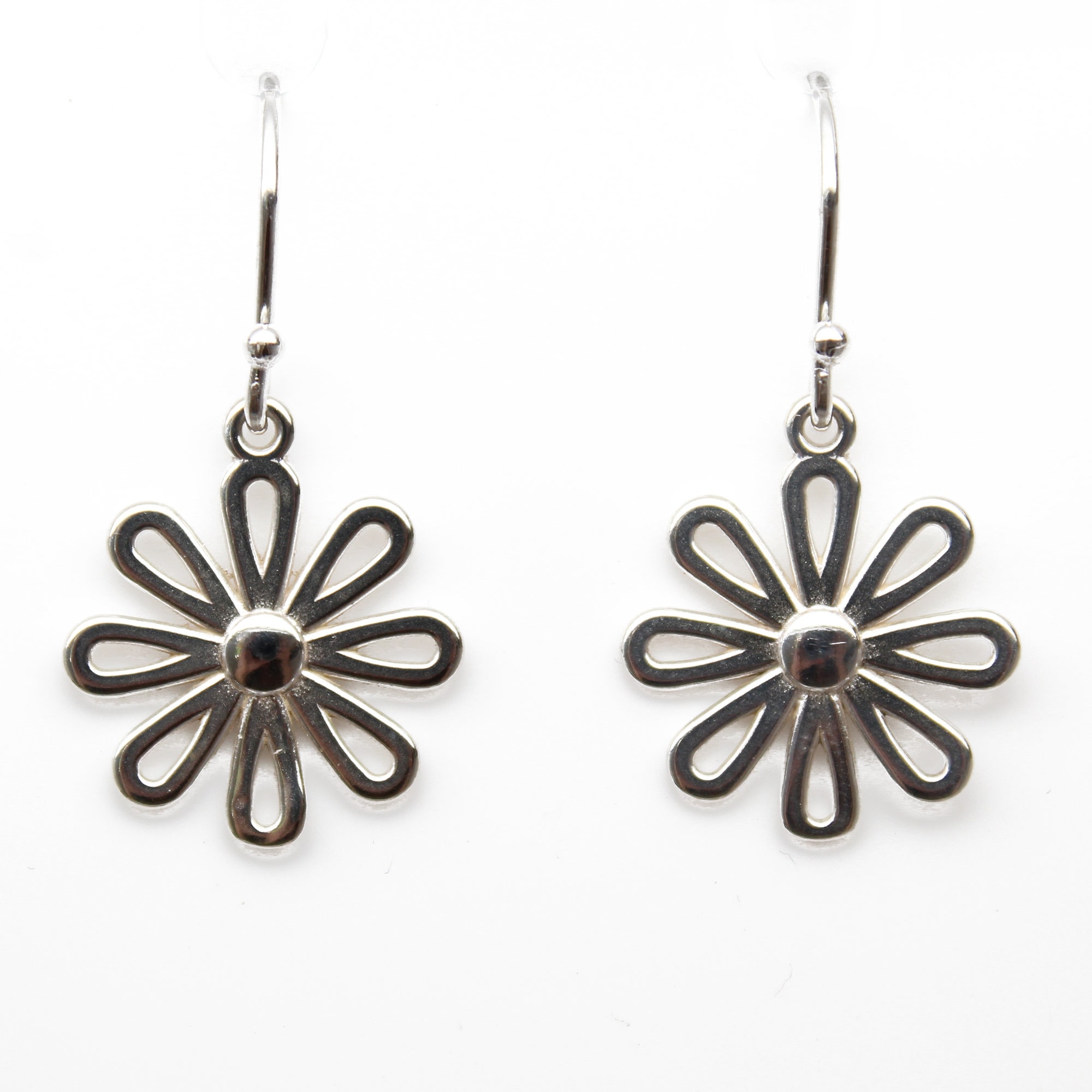 Sterling Silver Flower Earrings Silver Daisy Earrings Floral | Etsy