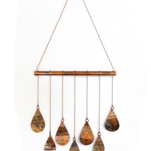 Copper Teardrop Wind Chime, Copper Mobile, Hanging Mobile, Copper Art ...