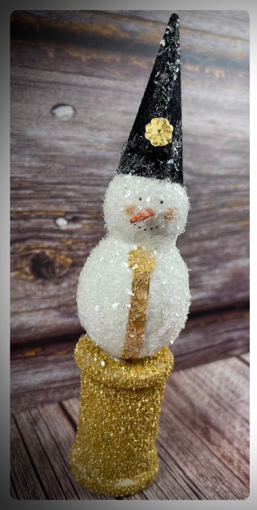 Spun Paper With German Glass Glitter Finished Snowman on a Spool - Etsy