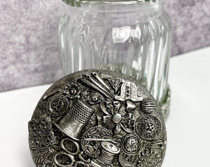 Glass and Pewter Button Jar Ort Jar Exclusive - Made in the USA - Etsy