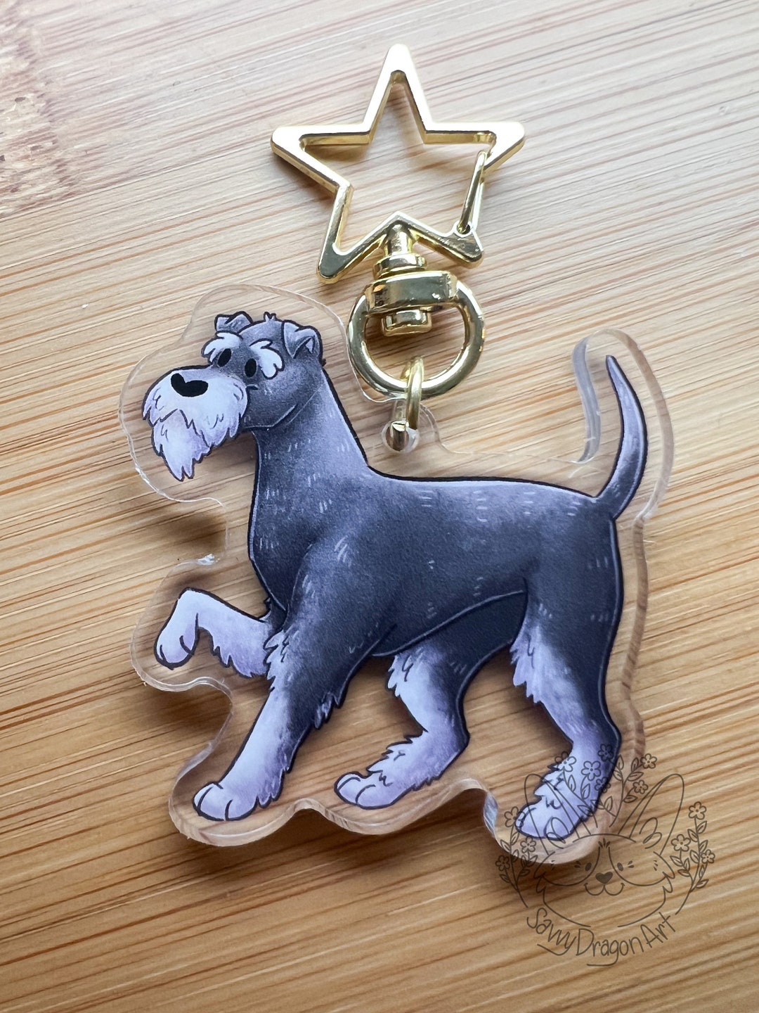 Schnauzer Dog Acrylic Keychain | Star Clasp Vograce Kawaii Double Sided ...