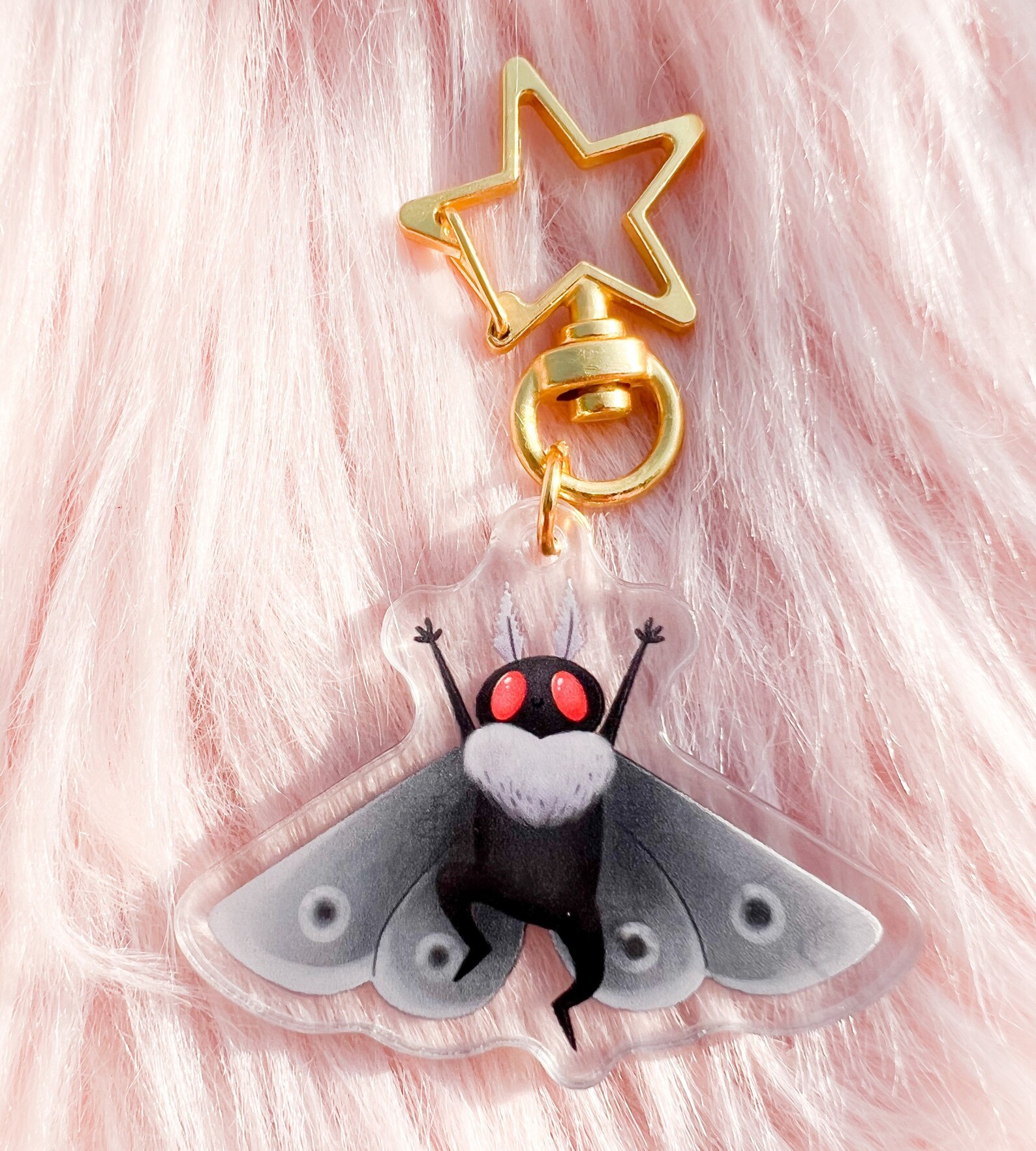 Mothman Acrylic Keychain Star Clasp Vograce Cryptid - Etsy