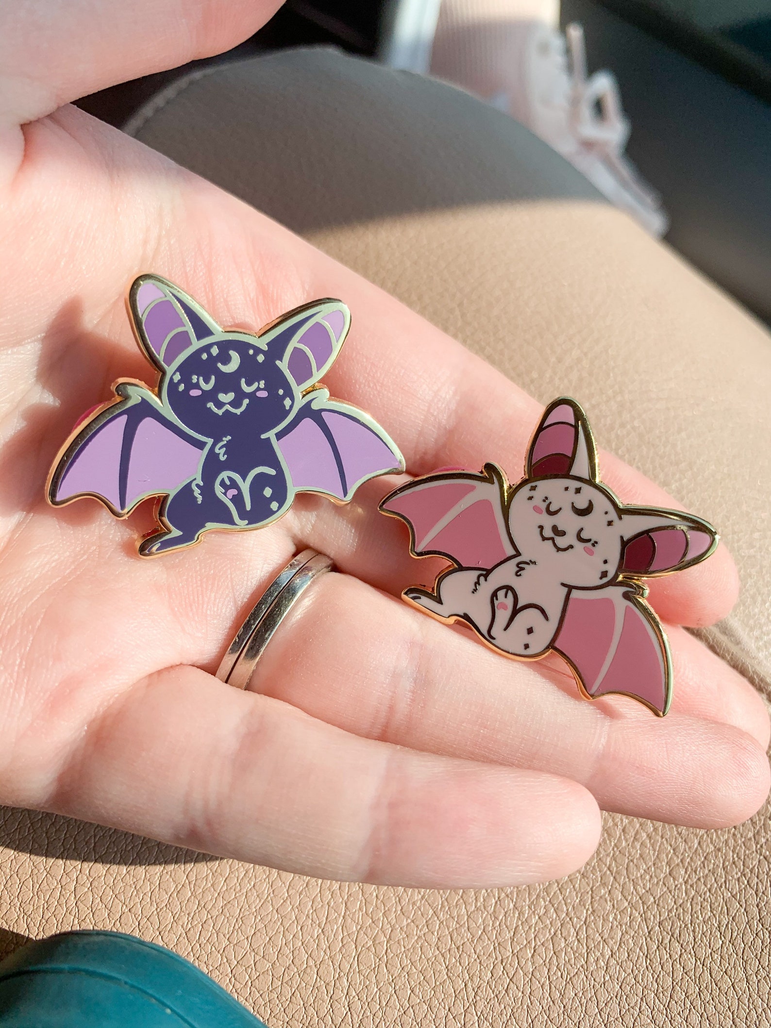 Sparkle Bats Pink and Purple Hard Enamel Halloween Pins - Etsy