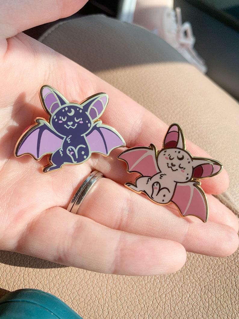 Sparkle Bats - Pink and Purple Hard Enamel Halloween Pins - Animal ...
