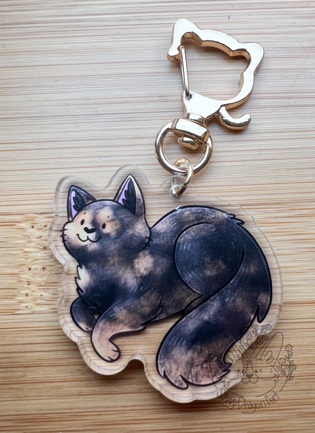 Tortoiseshell Acrylic Keychain Cat Clasp Vograce Kawaii Double Sided ...