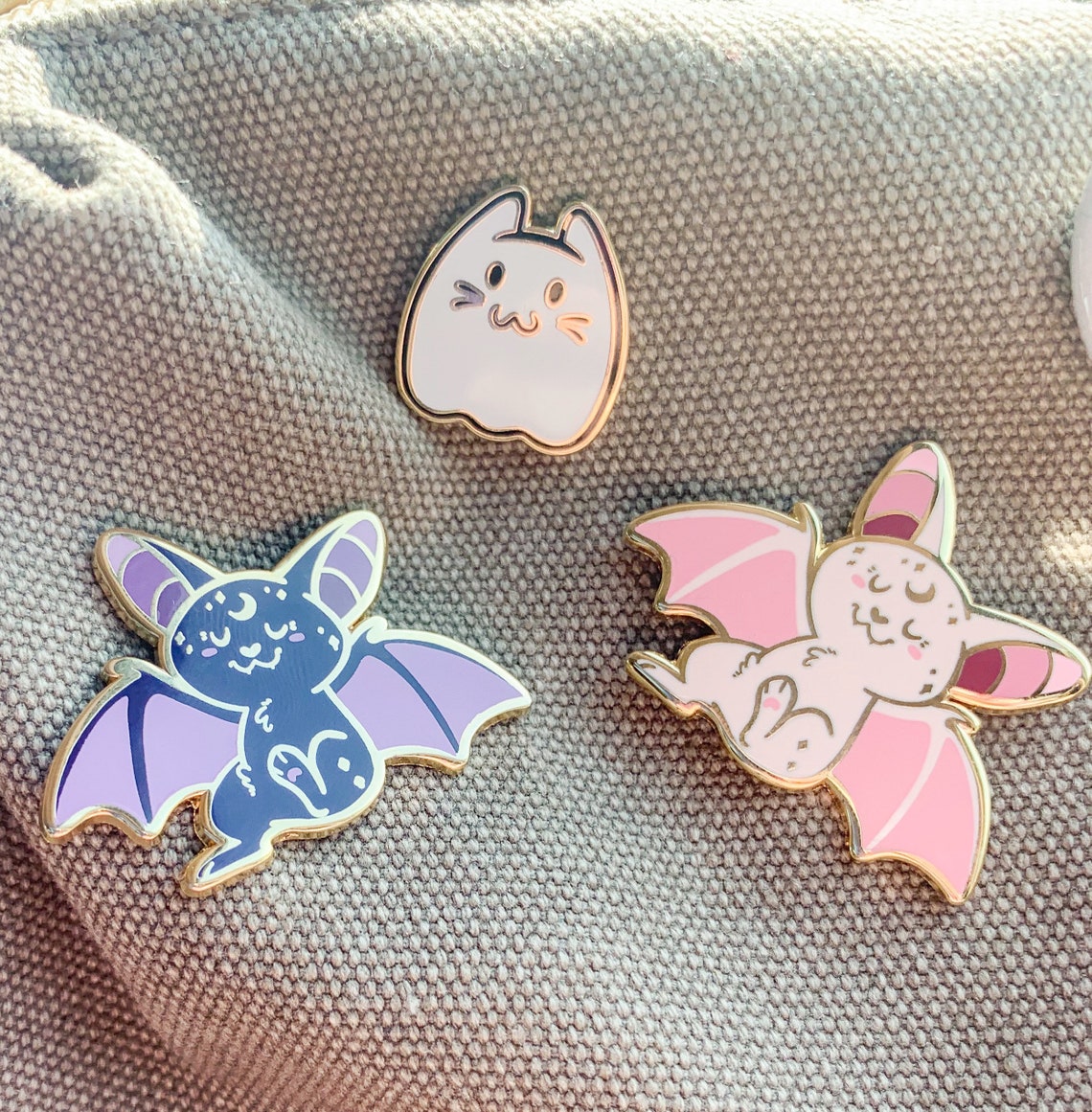Sparkle Bats - Pink and Purple Hard Enamel Halloween Pins - Animal ...
