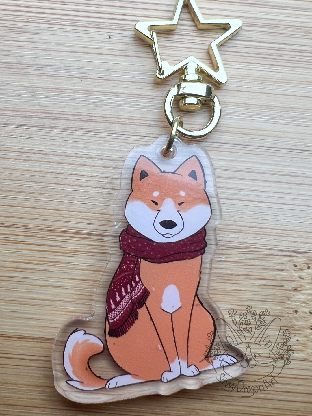 Winter Shiba Inu Acrylic Keychain Star Clasp Vograce Kawaii Double ...
