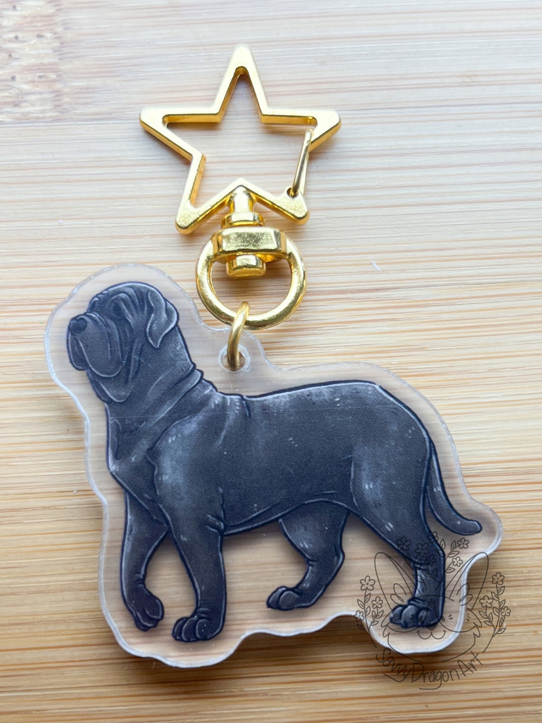 Neapolitan Mastiff Dog Acrylic Keychain Star Clasp Vograce Kawaii ...