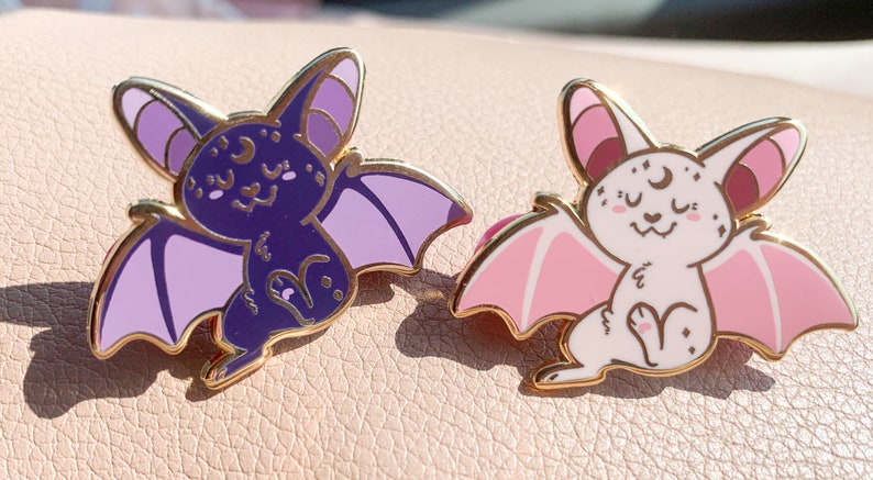 Sparkle Bats Pink and Purple Hard Enamel Halloween Pins - Etsy