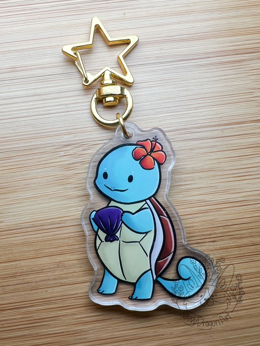 Aqua Turtle Acrylic Keychain Star Clasp Vograce Pocket Monsters Charm ...