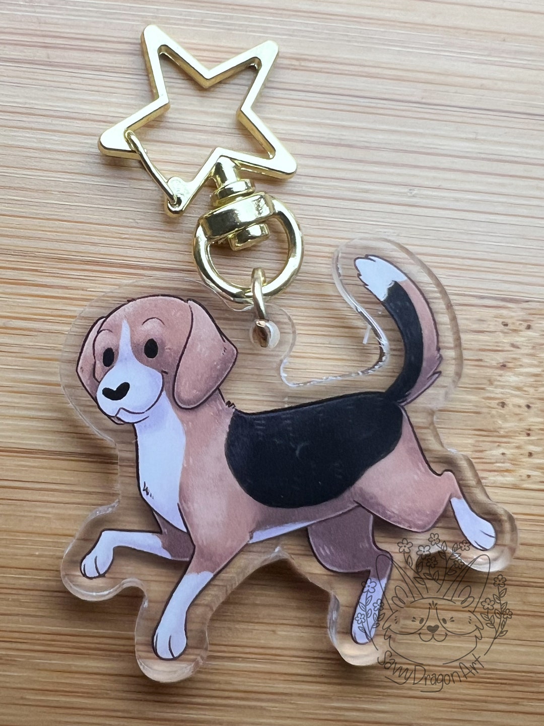 Beagle Dog Acrylic Keychain Star Clasp Vograce Kawaii Double Sided Dog ...