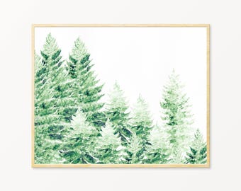 Pine tree art | Etsy