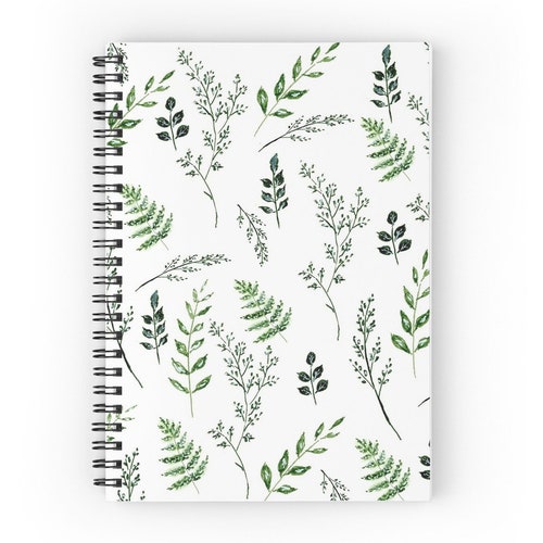 Botanical Notebook Spiral Notebook White Notebook Plant - Etsy