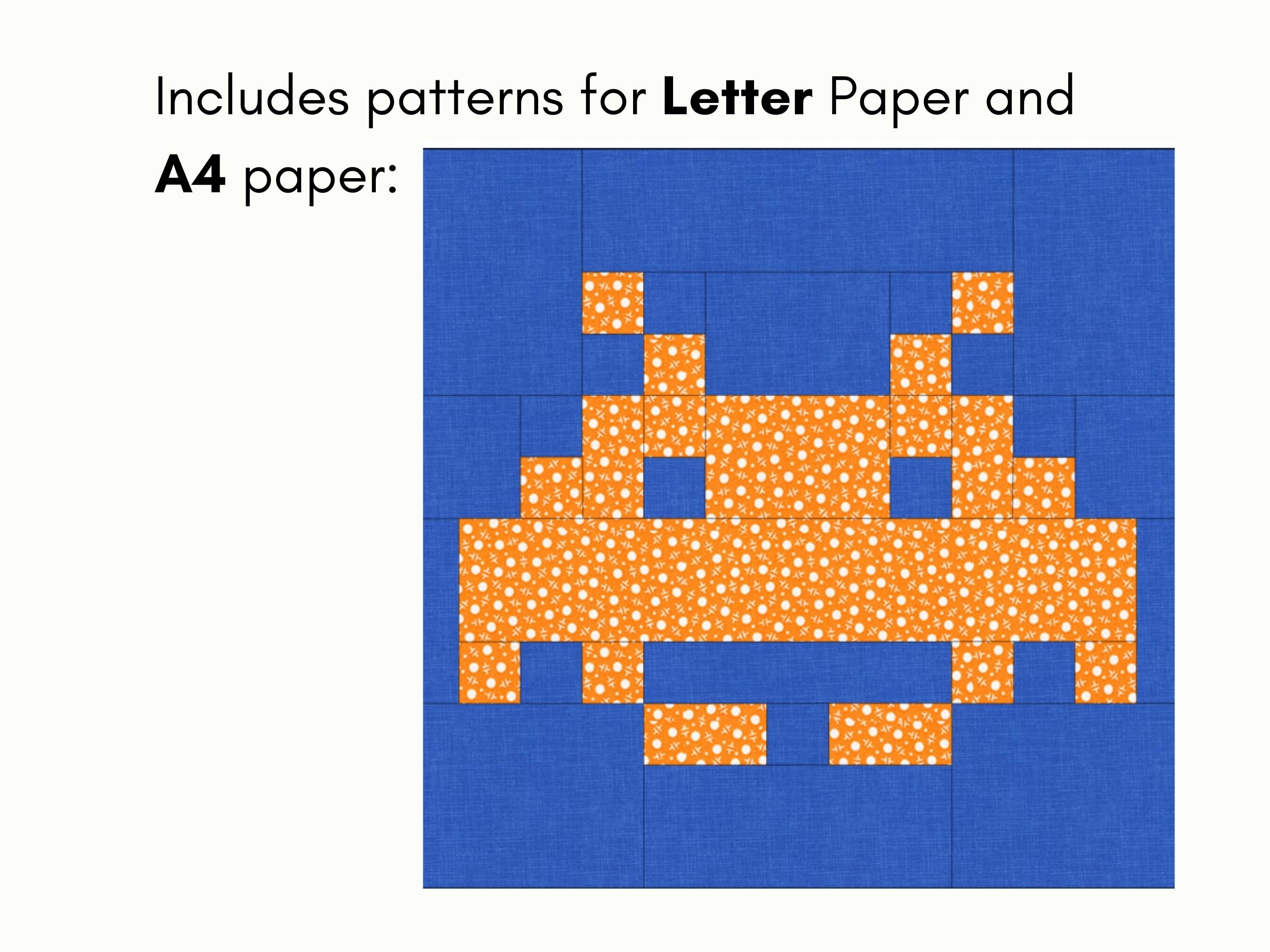 Space Invaders 1 Quilt Block Paper Piecing 12x13-inch - Etsy