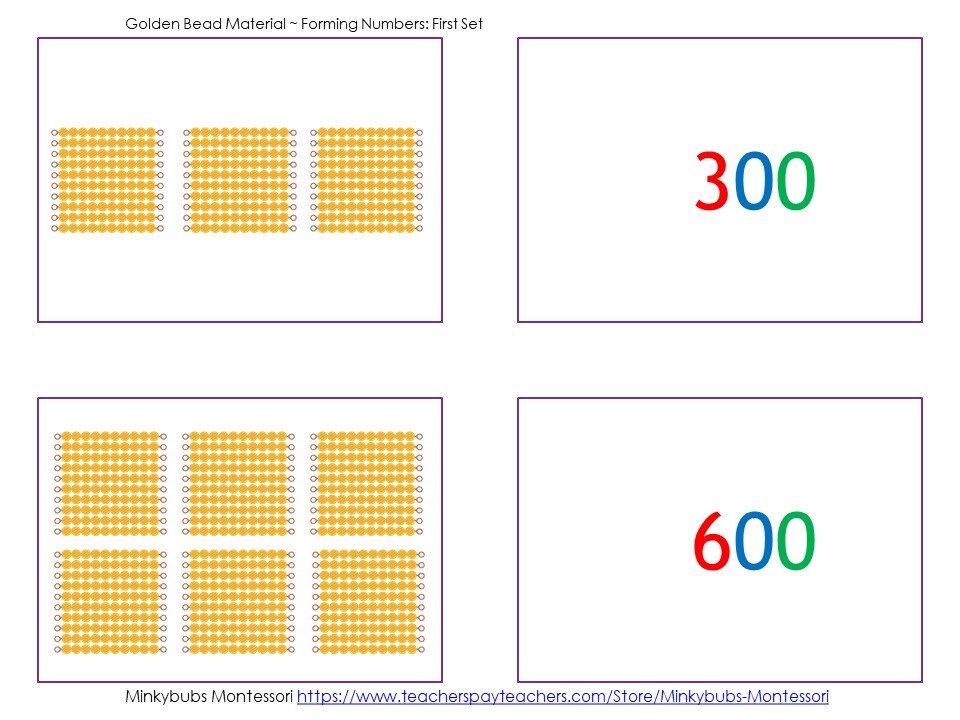 Place Value Cards With Golden Beads 1st Set Montessori Math Decimal ...