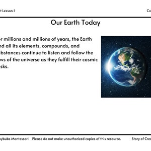 Montessori Story of Creation of Universe First Great Lesson Printable ...