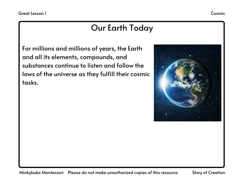 Montessori Story of Creation of Universe First Great Lesson - Etsy