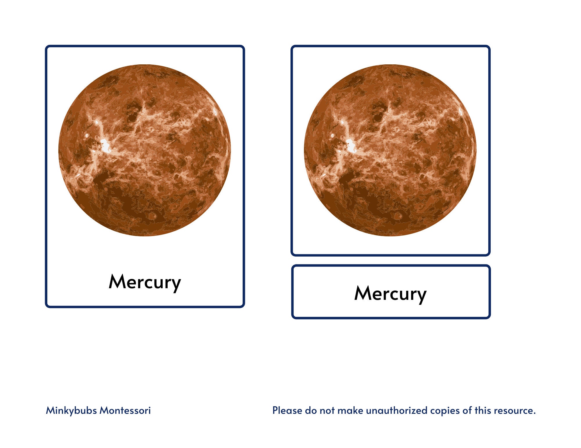 Our Solar System Montessori 3 Part Cards With Picture and Labels for ...