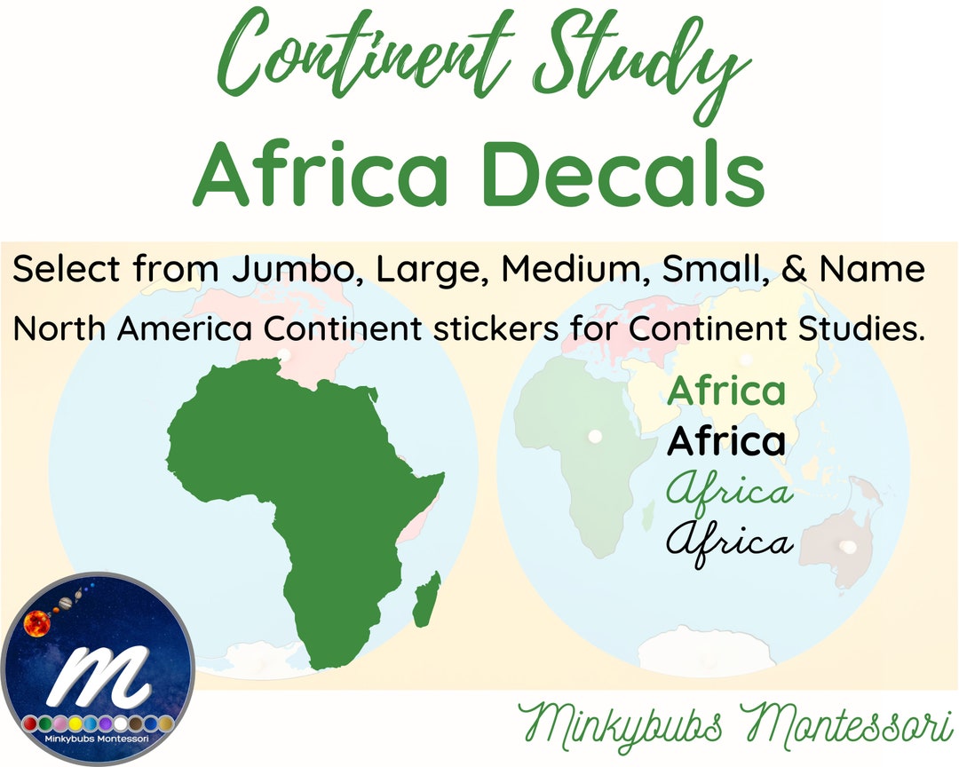 AFRICA Decals in Montessori Colors Continent Study - Etsy