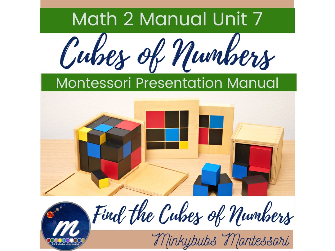 Montessori Math 2 Manual Cubes of Numbers Unit 7 Printable Chapter ...