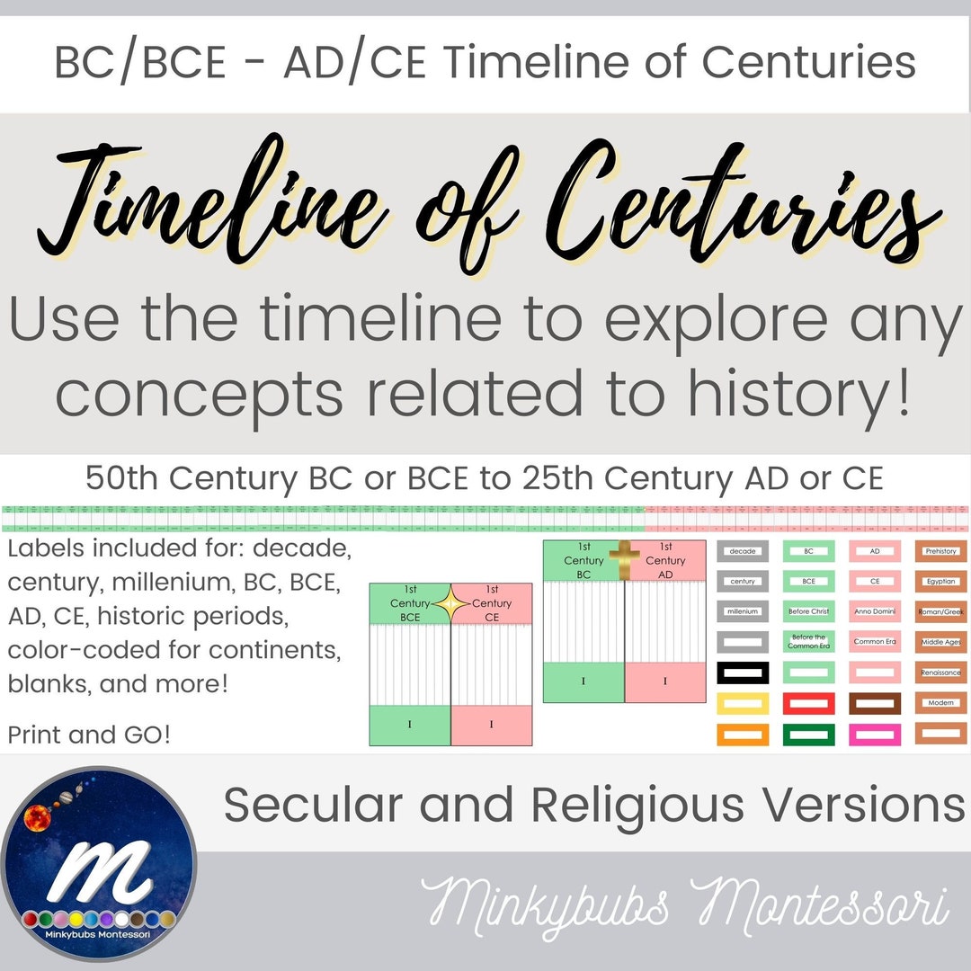 Timeline of Centuries Bce/ce Bc/ad With Labels Printable - Etsy Timeline of Centuries Bce/ce Bc/ad With Labels Printable - Etsy