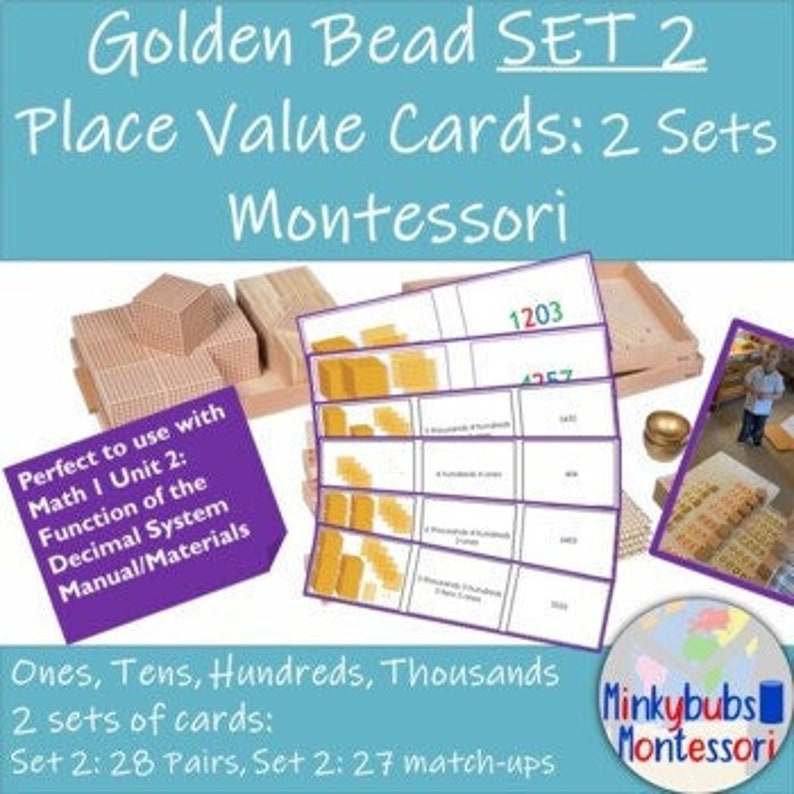 Golden Beads Decimal System Place Value Montessori Math Set 2 Printable ...
