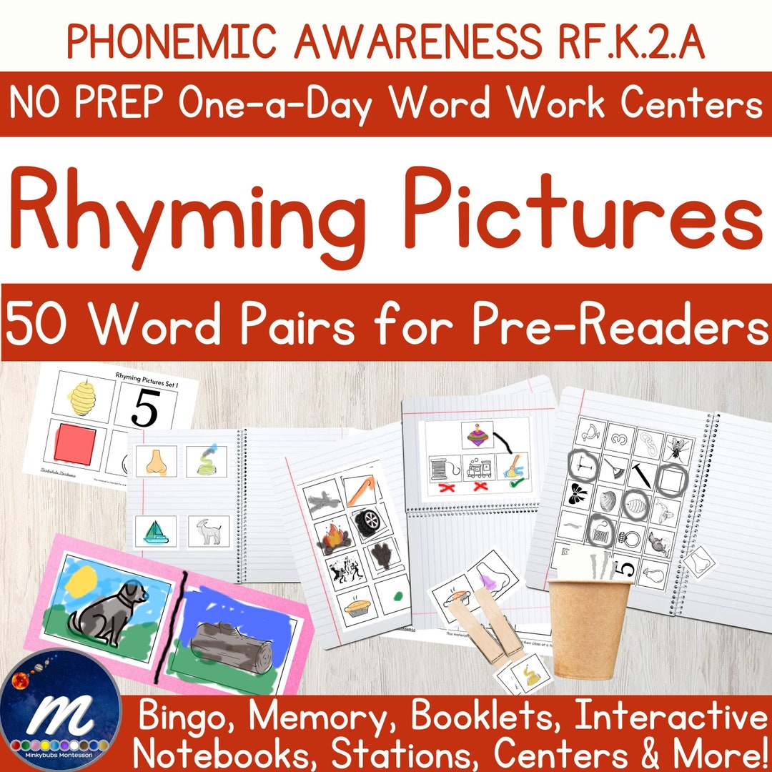Rhyming Words Centers Picture Cards Activities No Prep Interactive ...