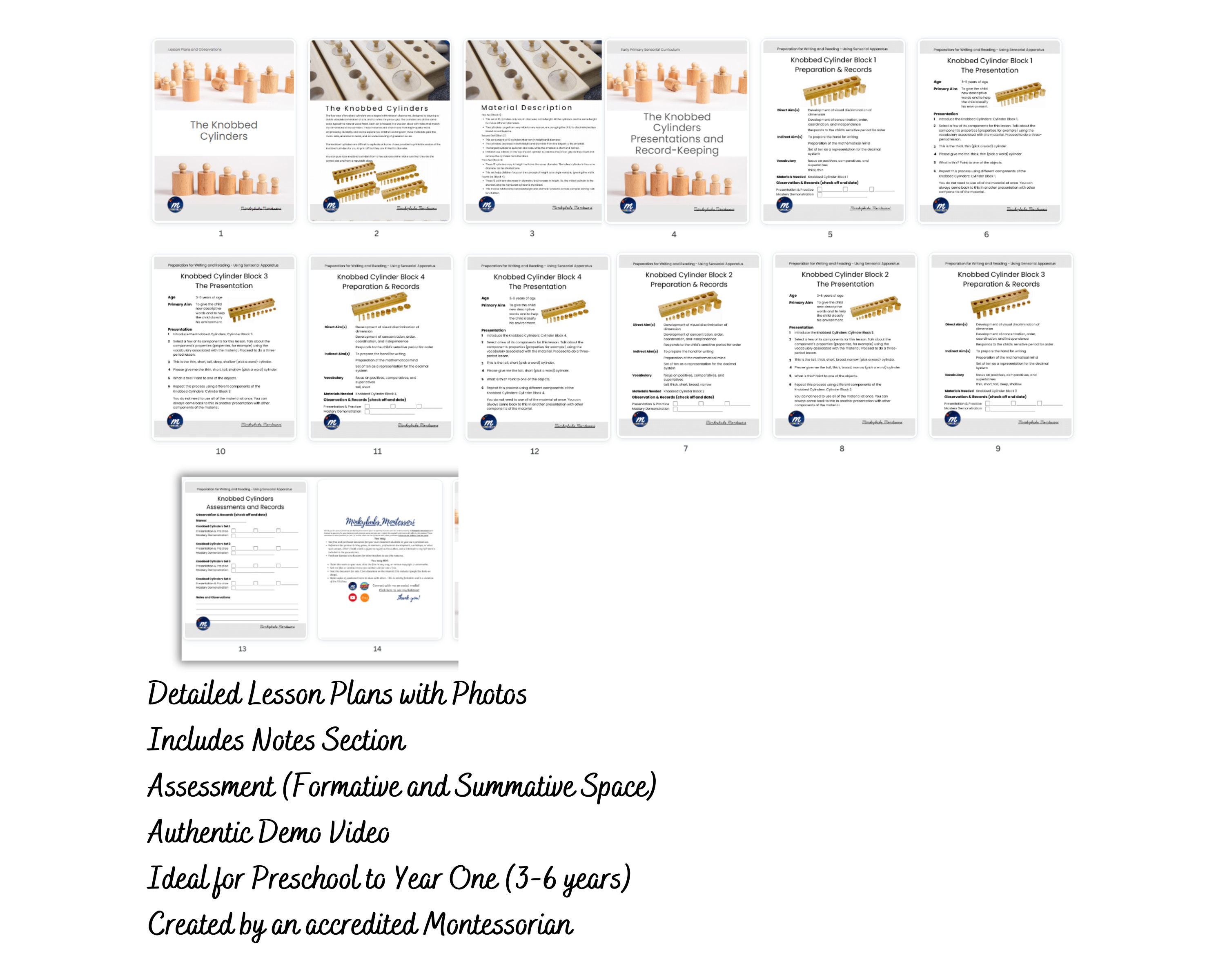 Montessori Knobbed Cylinders Sensorial Curriculum Lesson Plans Early ...