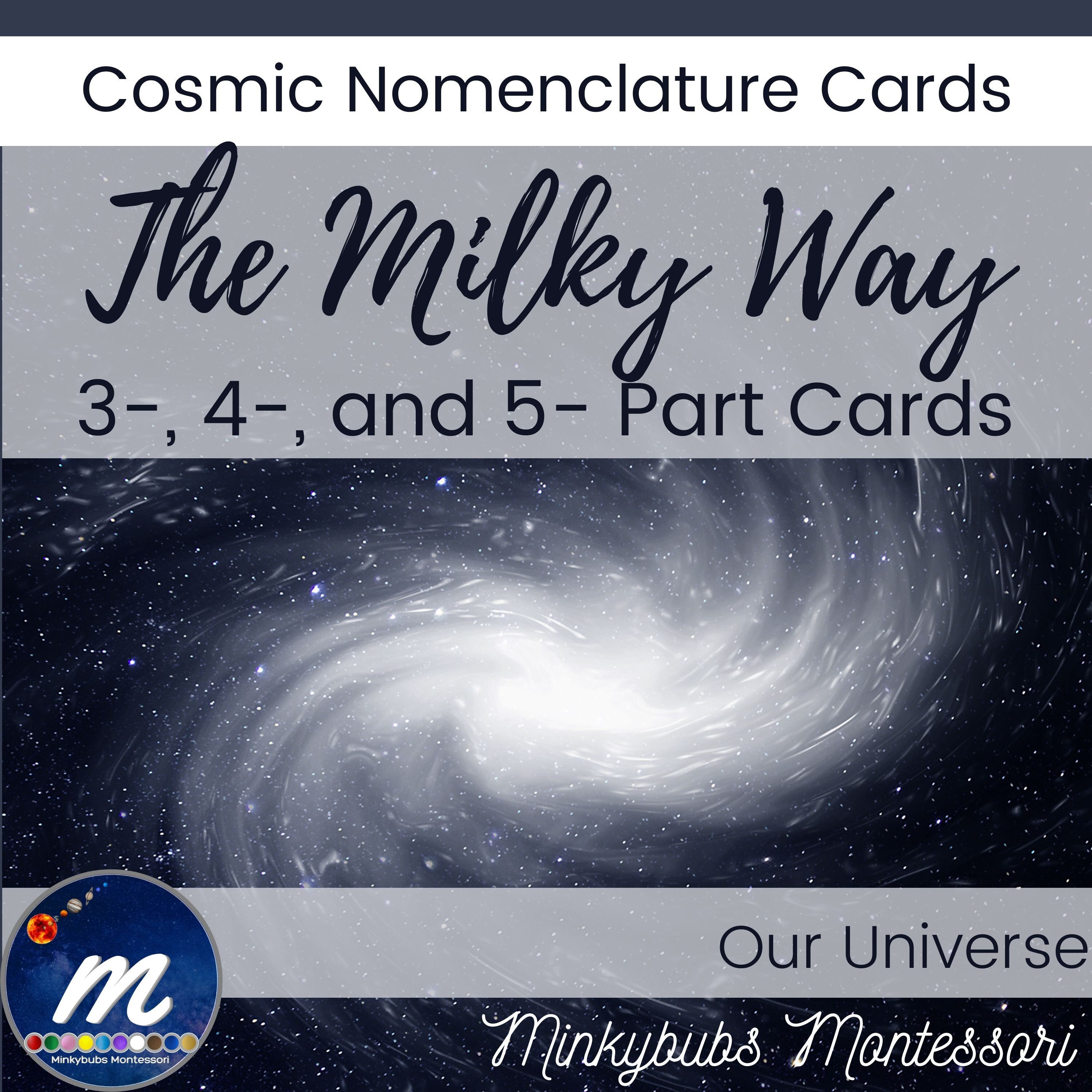 Milky Way Galaxy Montessori Nomenclature 3 4 and 5 Part Cards Terms ...