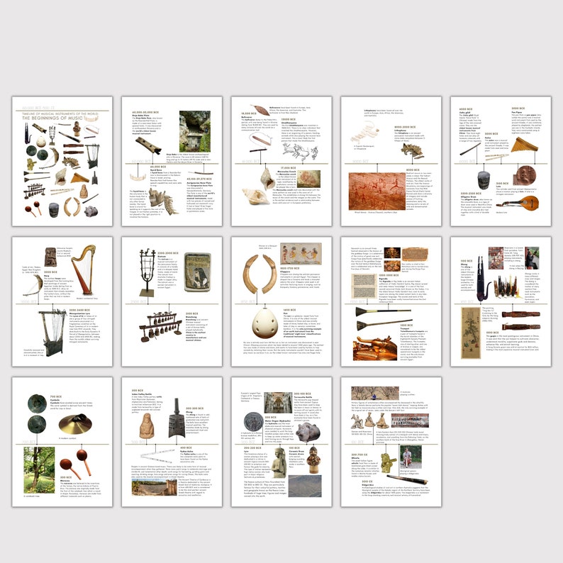 Timeline of Early Music Instruments Artifacts Culture History Print ...