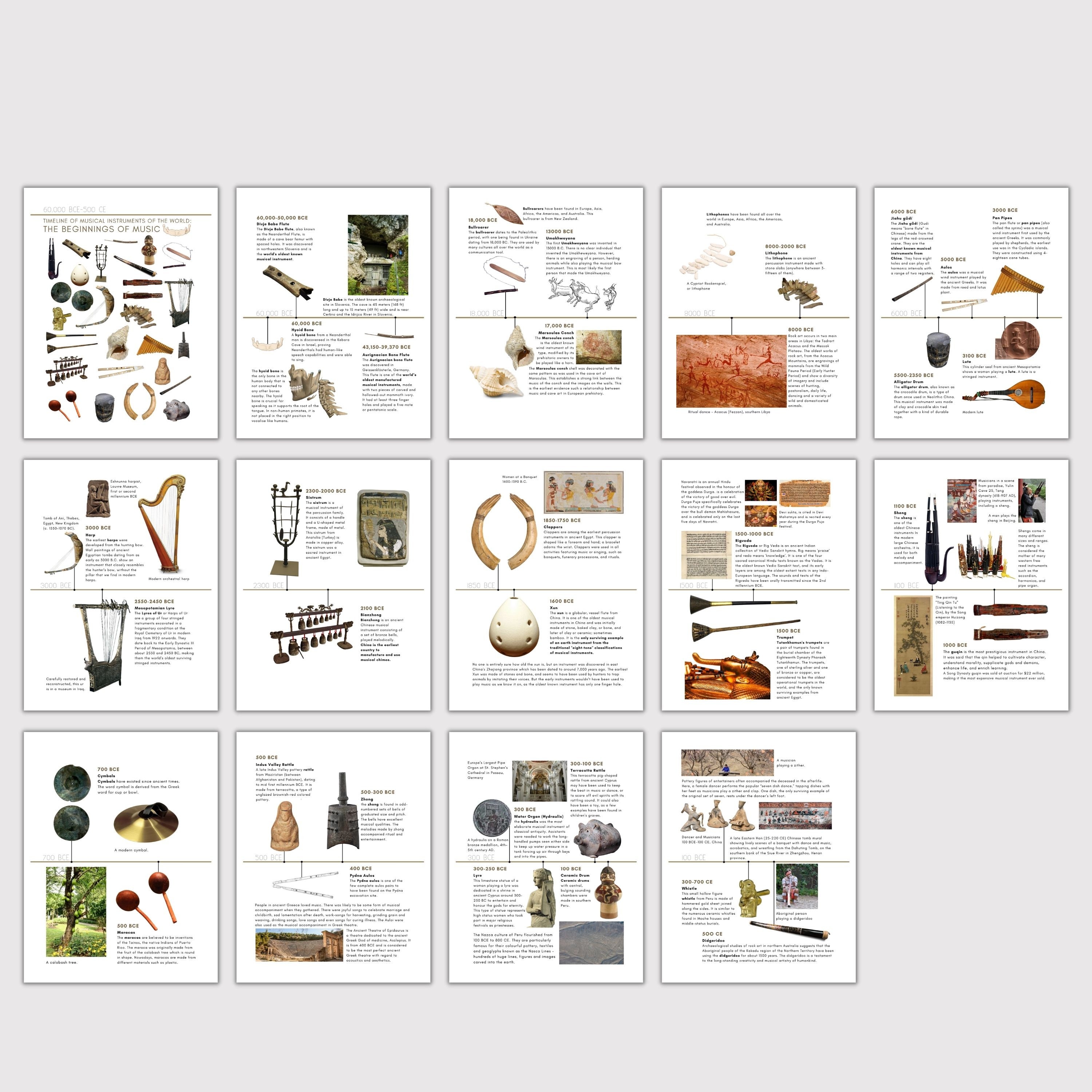 Timeline of Early Music Instruments Artifacts Culture History Print ...