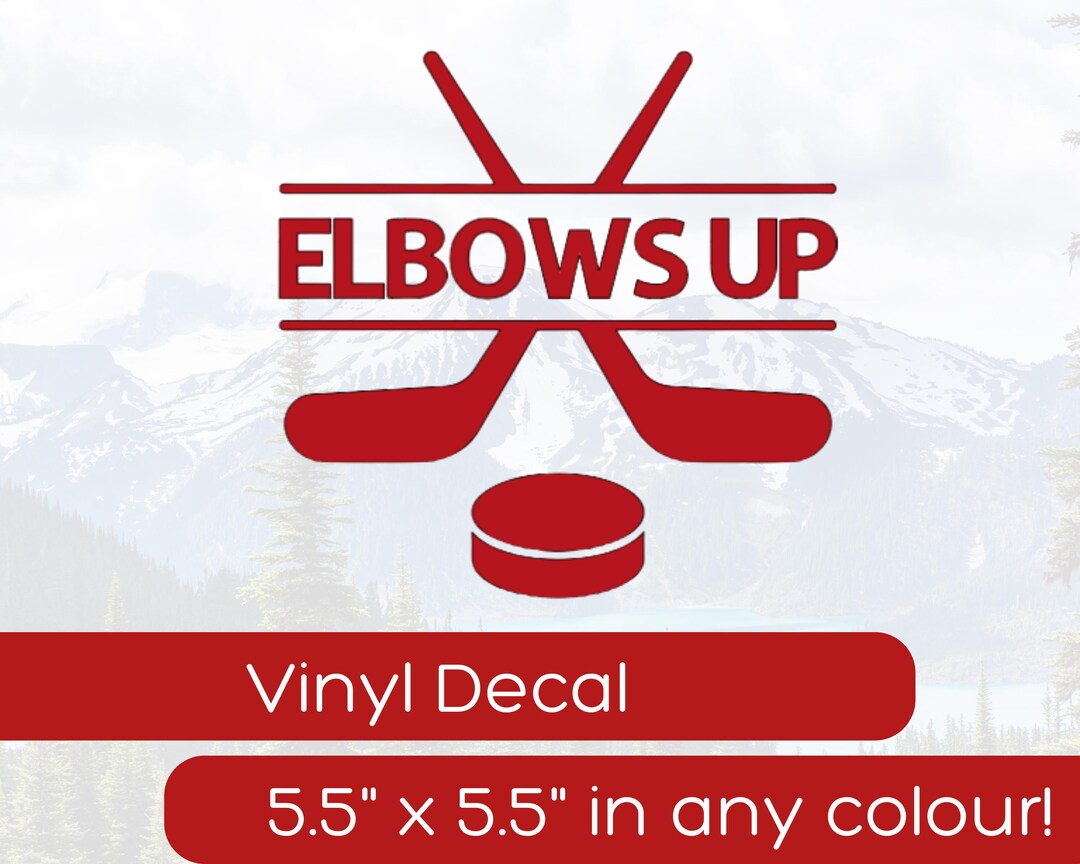 Elbows up and Hockey Sticks Face off Bumper Sticker – Vehicle Decal – 5 ...