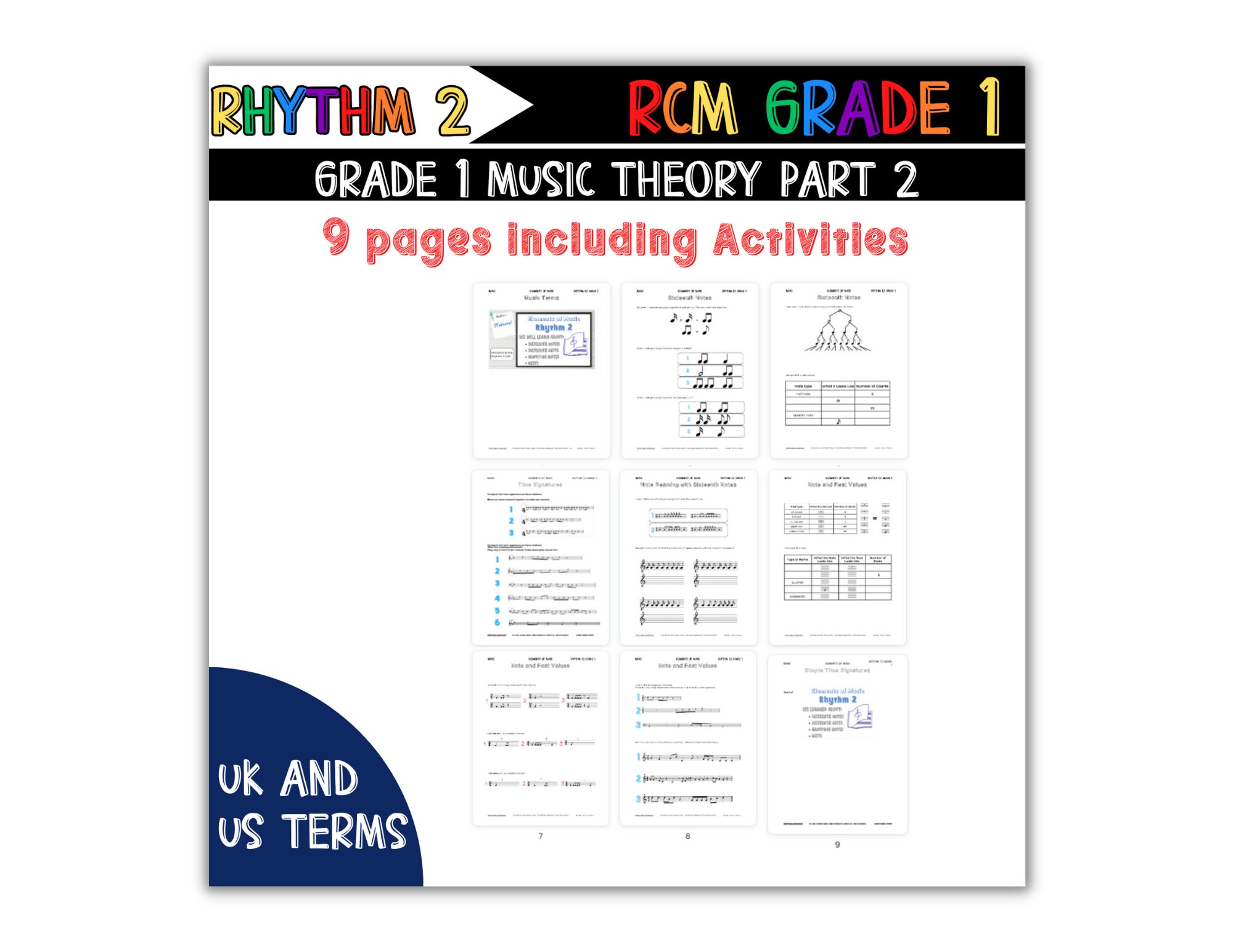 Music Theory RHYTHM 1 Part 2 No Prep Bell Ringers Starters Notes Rests ...