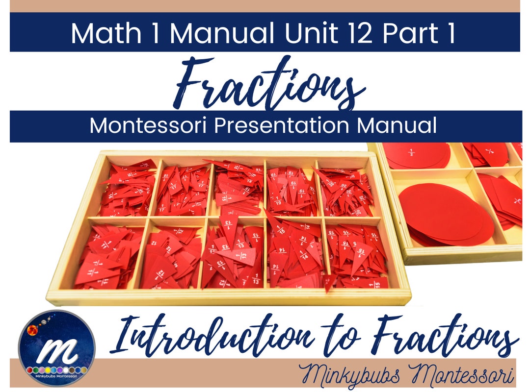 Montessori Fractions Introduction Math 1 Manual Lessons Part 1 of 2 - Etsy