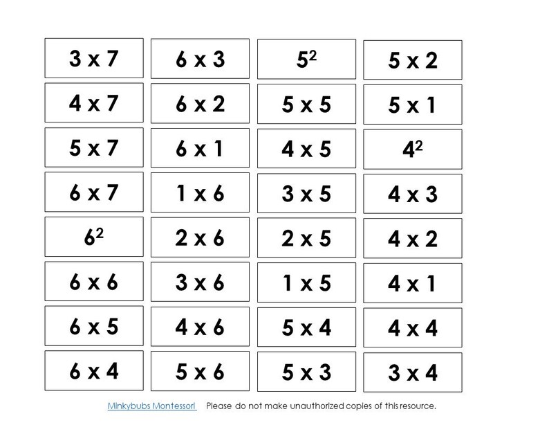 Decanomial Squares Printable With Equations Blackline and Colour ...