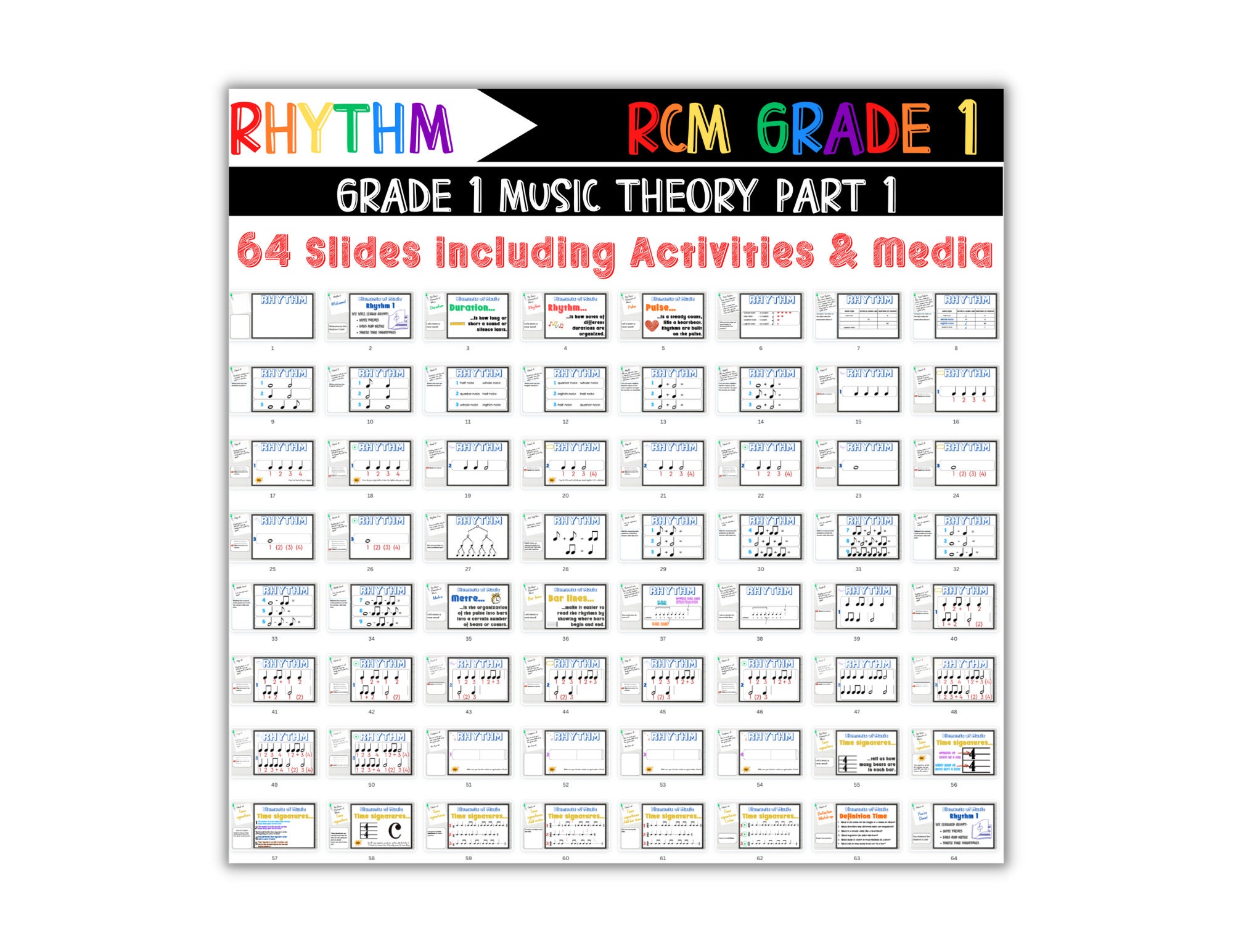 Music Theory Rhythm Worksheets Bell Ringers Starters Grade 1 RCM PRINT ...
