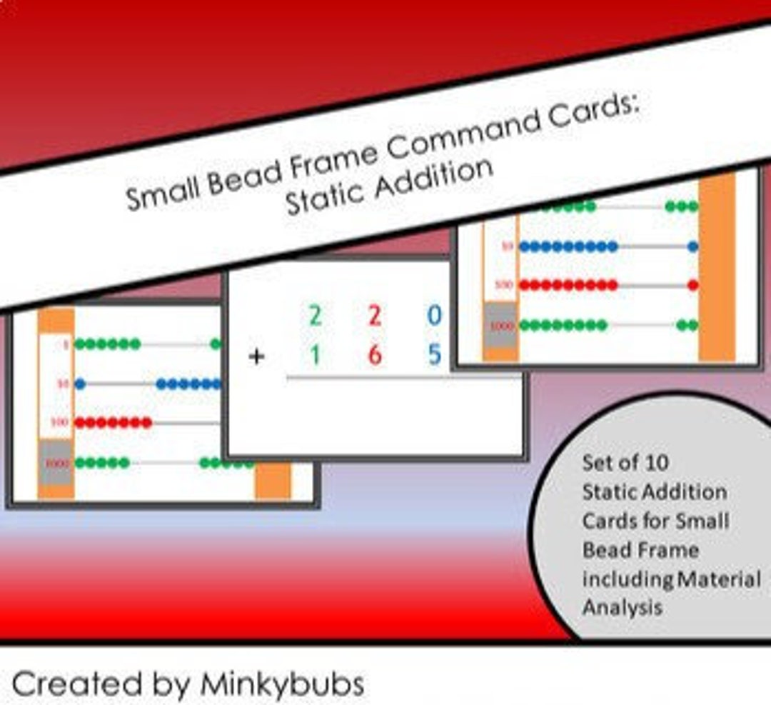 Small Bead Frame Montessori Command Cards Static Addition and Material ...