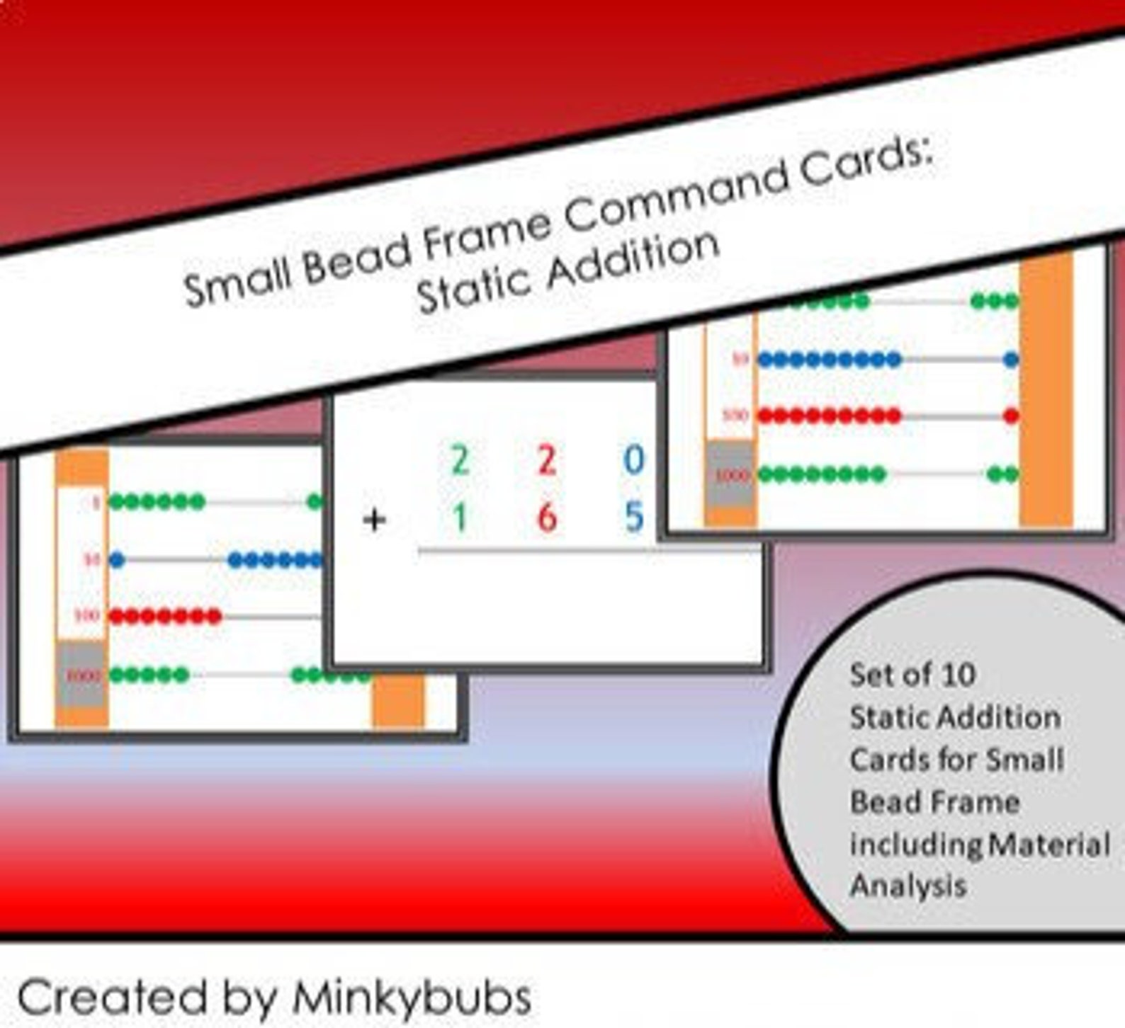 Small Bead Frame Montessori Command Cards Static Addition and Material ...