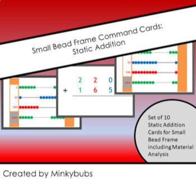 Small Bead Frame Montessori Command Cards Static Addition and Material ...