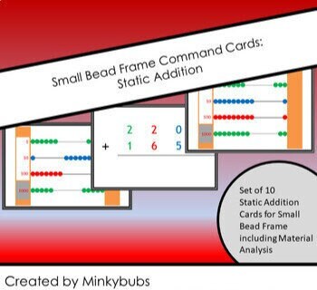 Small Bead Frame Montessori Command Cards Static Addition and Material ...